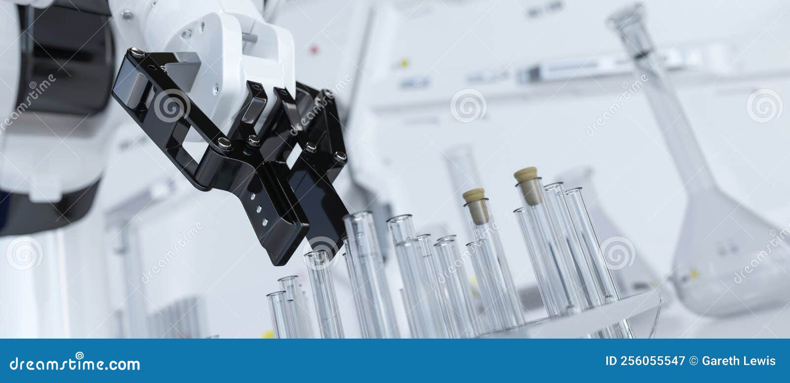 Robot Arm Working in Laboratory 3d Render Stock Illustration ...