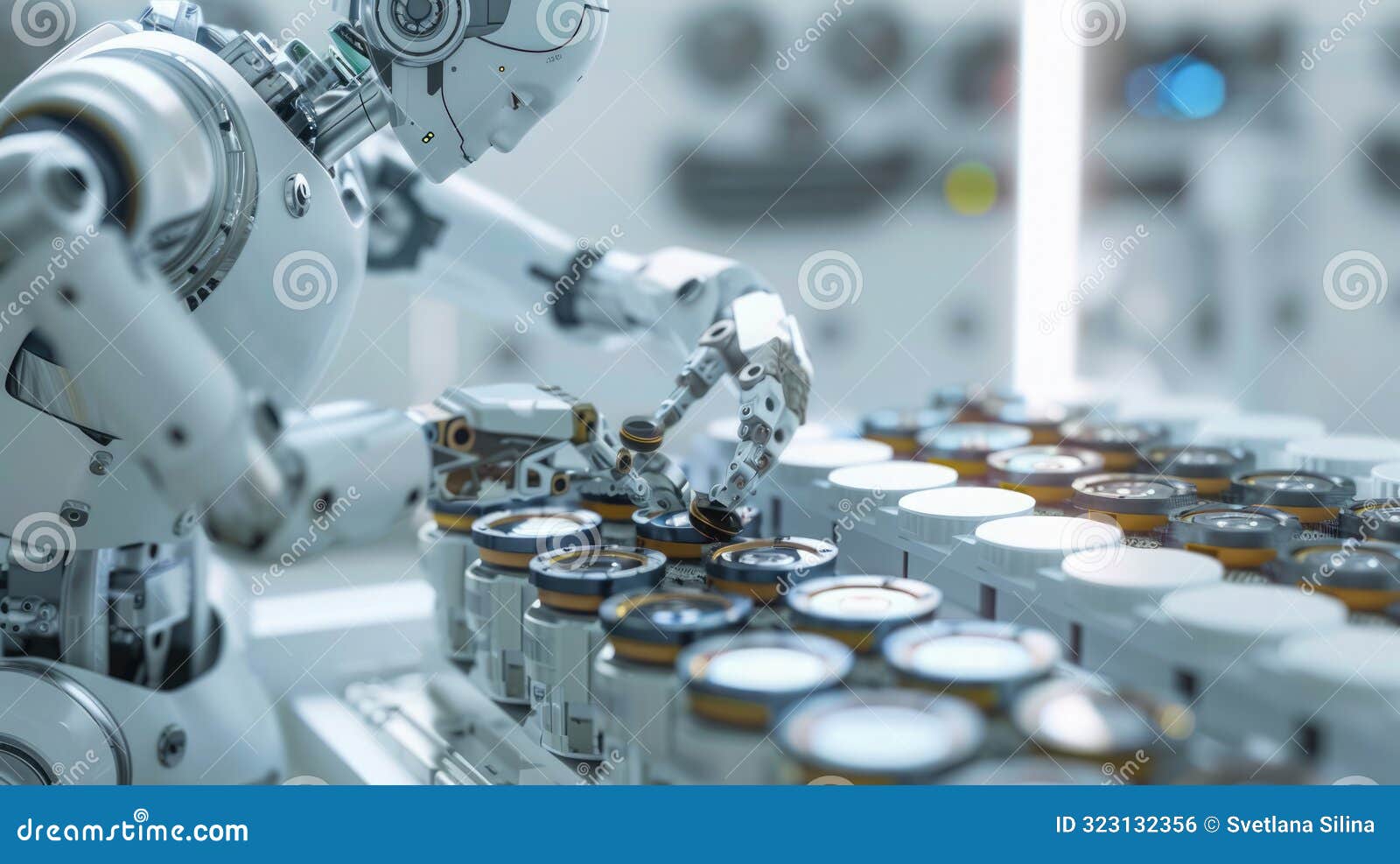 Automated Robot Carefully Assembling Cells into Battery Packs. Battery ...