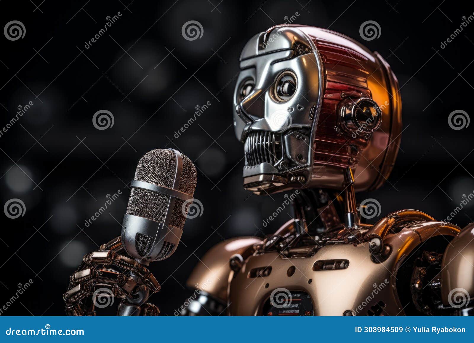 Robot Singer With Microphone Stock Photography | CartoonDealer.com ...