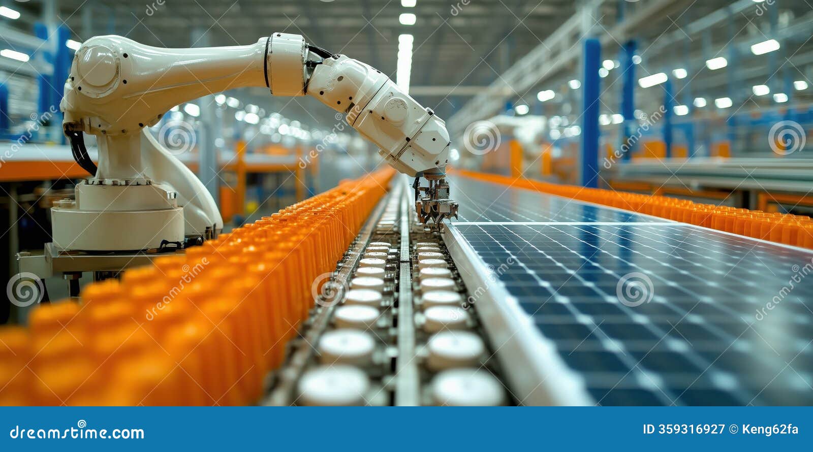 Automated Robotic System Welding On A Production Line Stock Photo ...