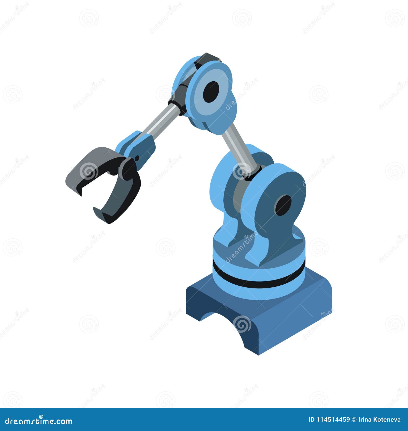 Automated Robotic Arm on Blue Stock Vector - Illustration of machinery ...