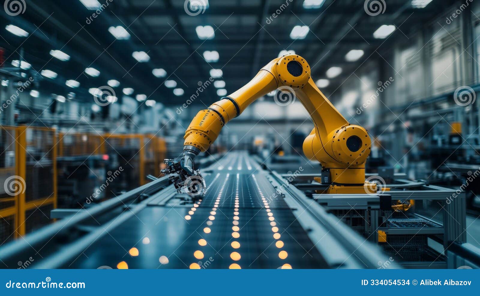 Automated Robotic Arm in High-tech Industrial Assembly Line Stock ...