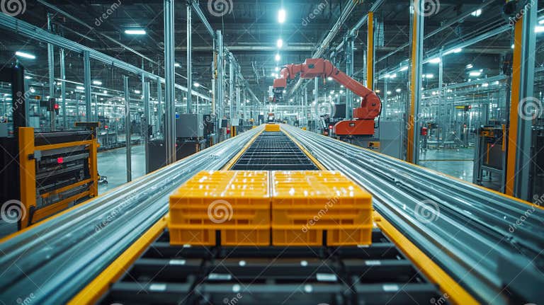 Automated Robotic Arm Sorting Containers in Modern Industrial Warehouse ... Automated Robotic Arm Sorting Containers in Modern Industrial Warehouse ...