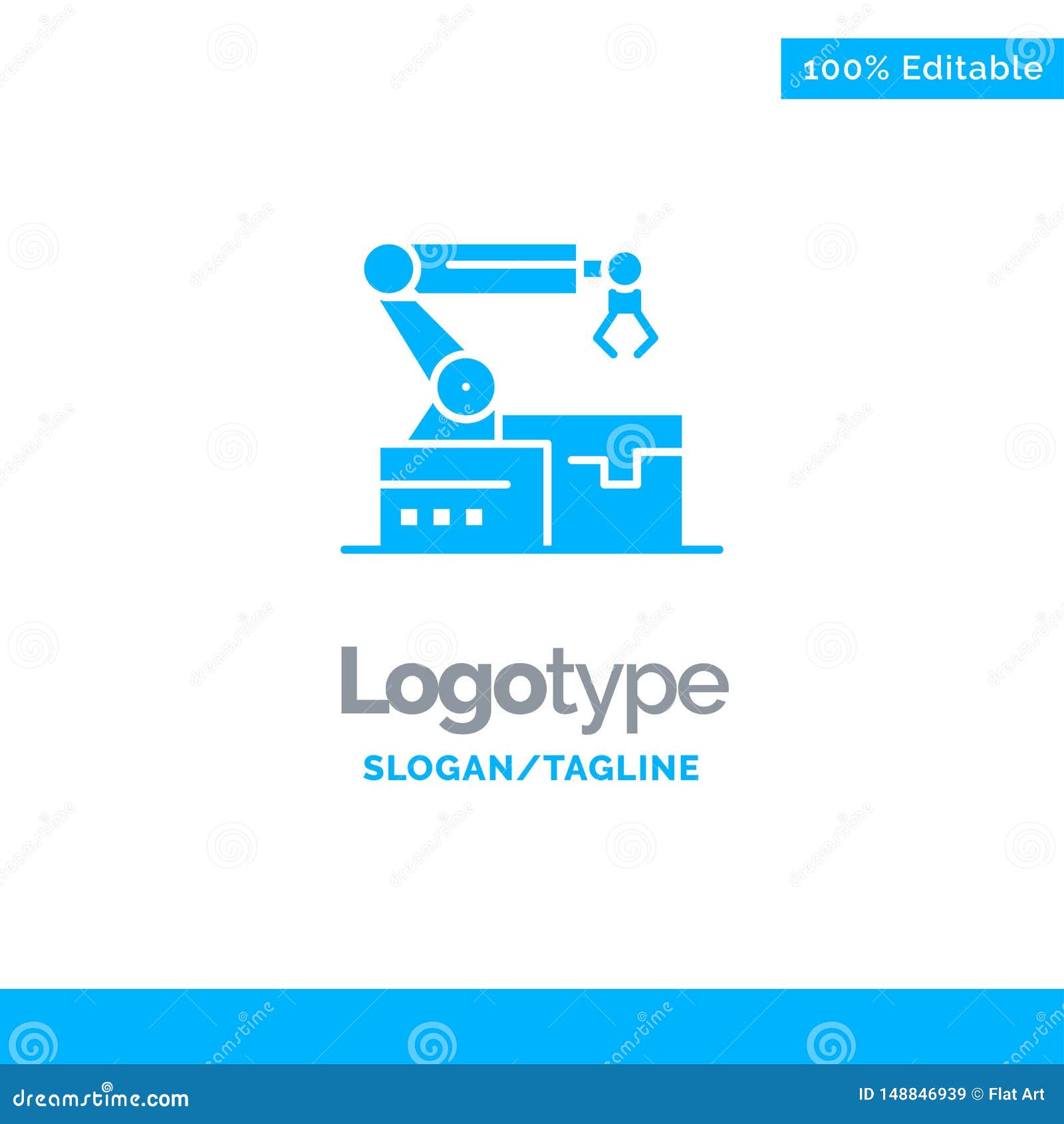 Automated, Robotic, Arm, Technology Blue Solid Logo Template. Place for ...