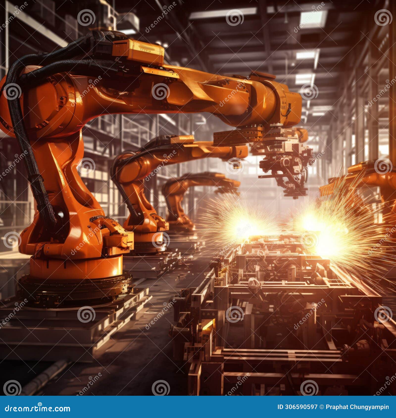 Automated Robotic Arms Maximizing Manufacturing Output Stock Image ...