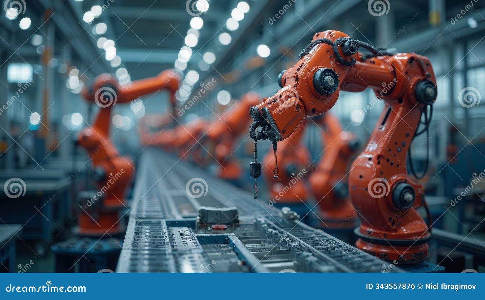 Automated Robotic Arms in Modern Industrial Factory Setting Stock Photo ...