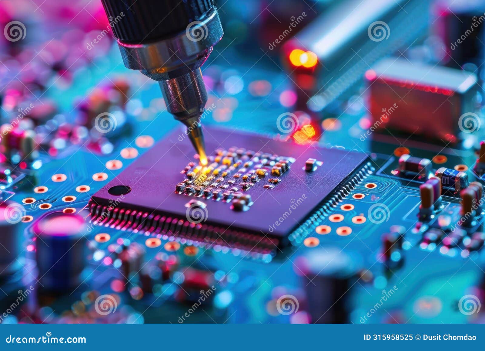 Automated Robotic Assembly Electronic Circuit Board Stock Image - Image ...
