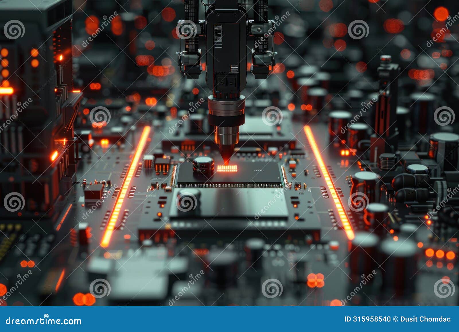 Automated Robotic Assembly Electronic Circuit Board Stock Photo - Image ...