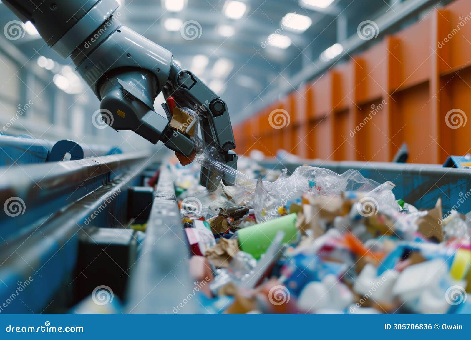 Automated Robotic Claw Sorting Waste, Efficient Recycling Process Stock ...