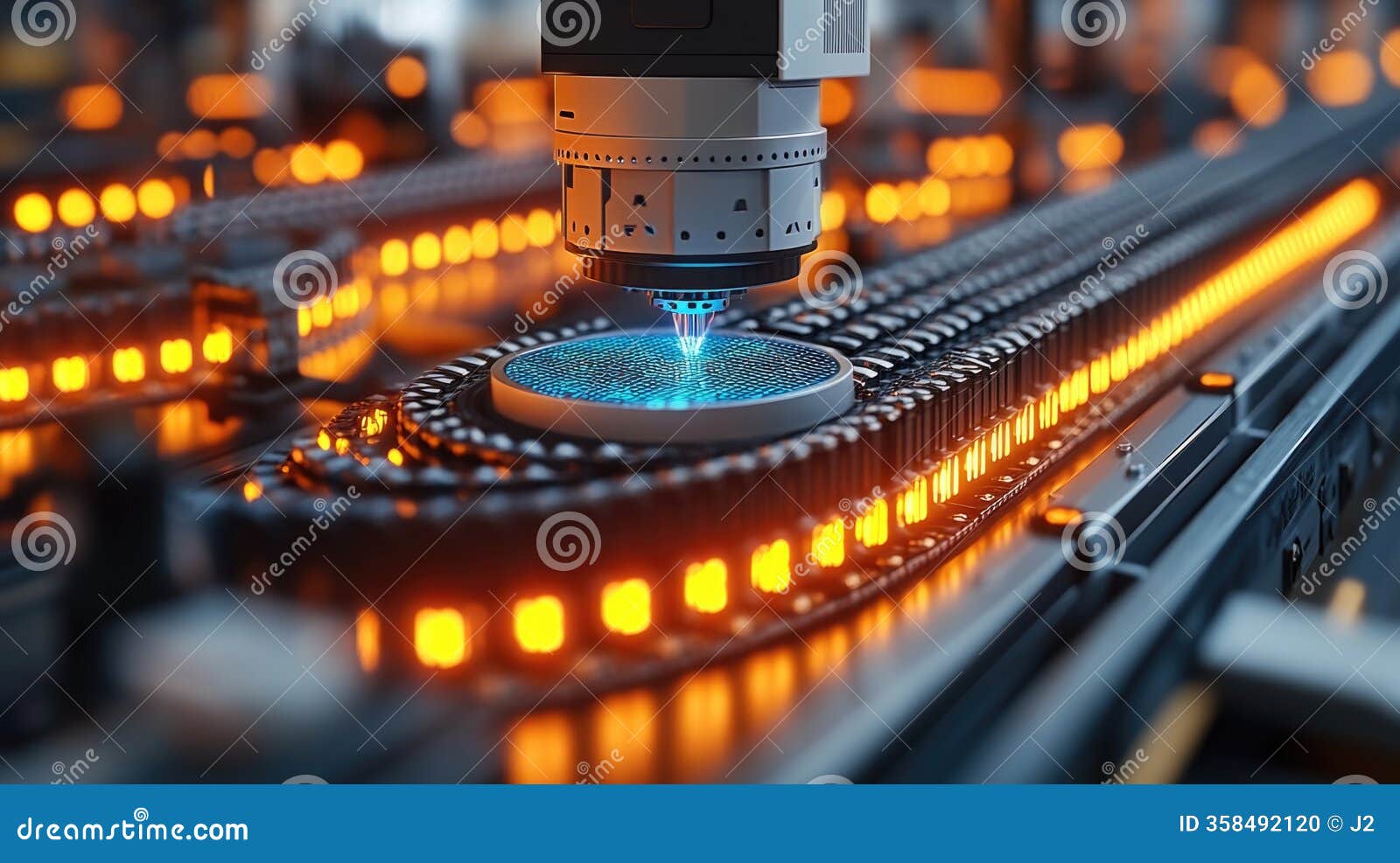 Automated Semiconductor Manufacturing A Long Exposure Of Robotic Arm ...