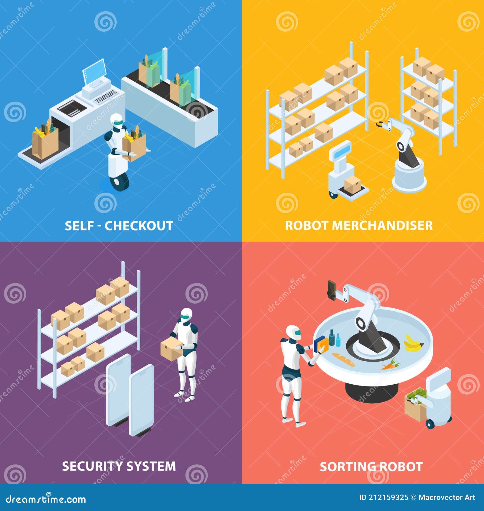 Automated Shops Isometric Concept Stock Vector - Illustration of ...