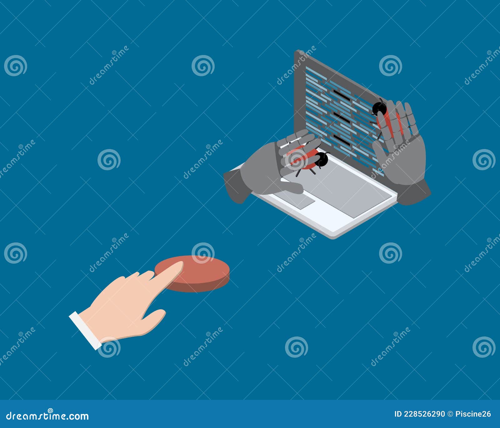 Automated Software Testing To Run Qa Test Case And Find Bug From Coding Stock Vector