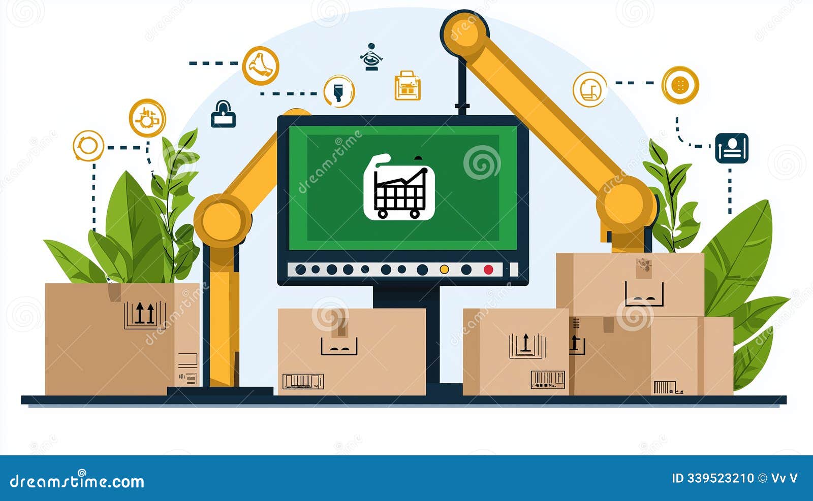 Automated Sorting System for E-commerce Packages Stock Illustration ...