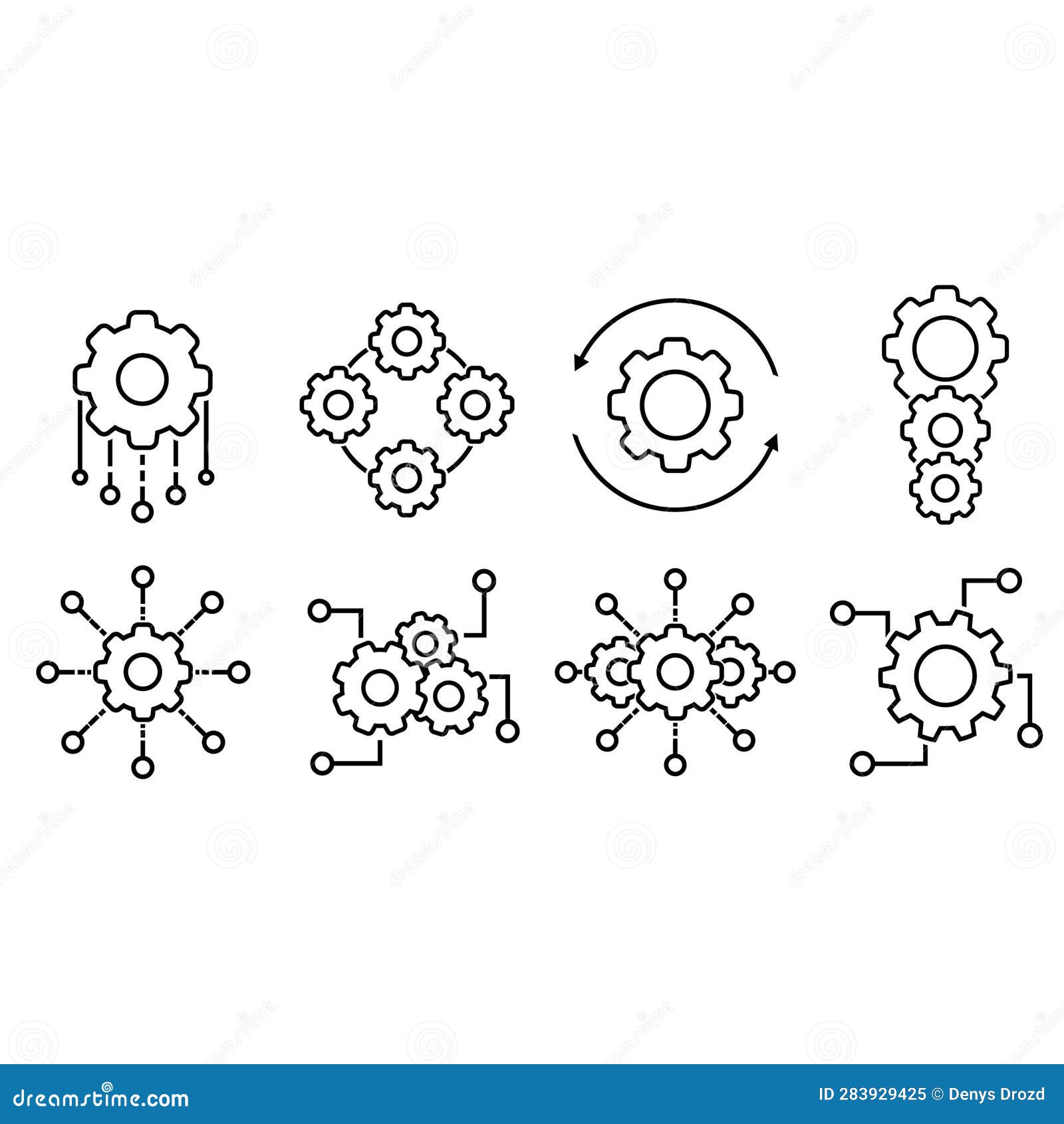 Automated System Icon Vector Set. Function Settings Illustration Sign ...