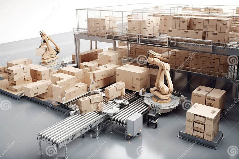 Automated System, with Robots Transporting and Stacking Heavy Boxes ...