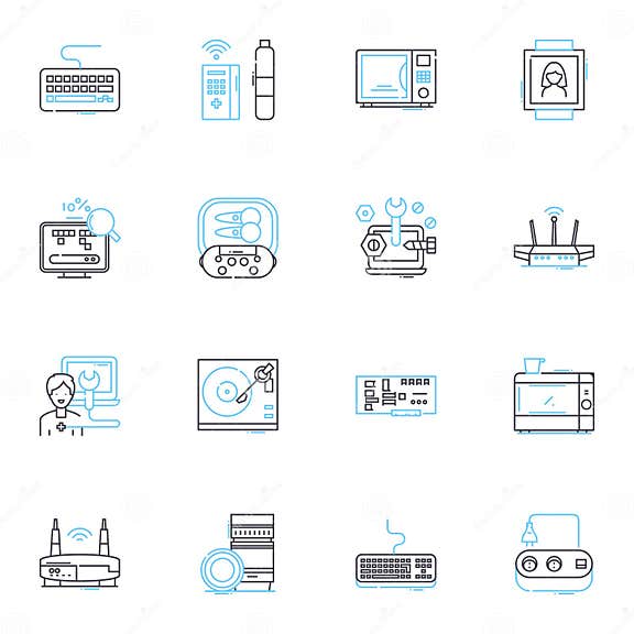 Automated Systems Linear Icons Set. Robotics, Efficiency, Precision ...