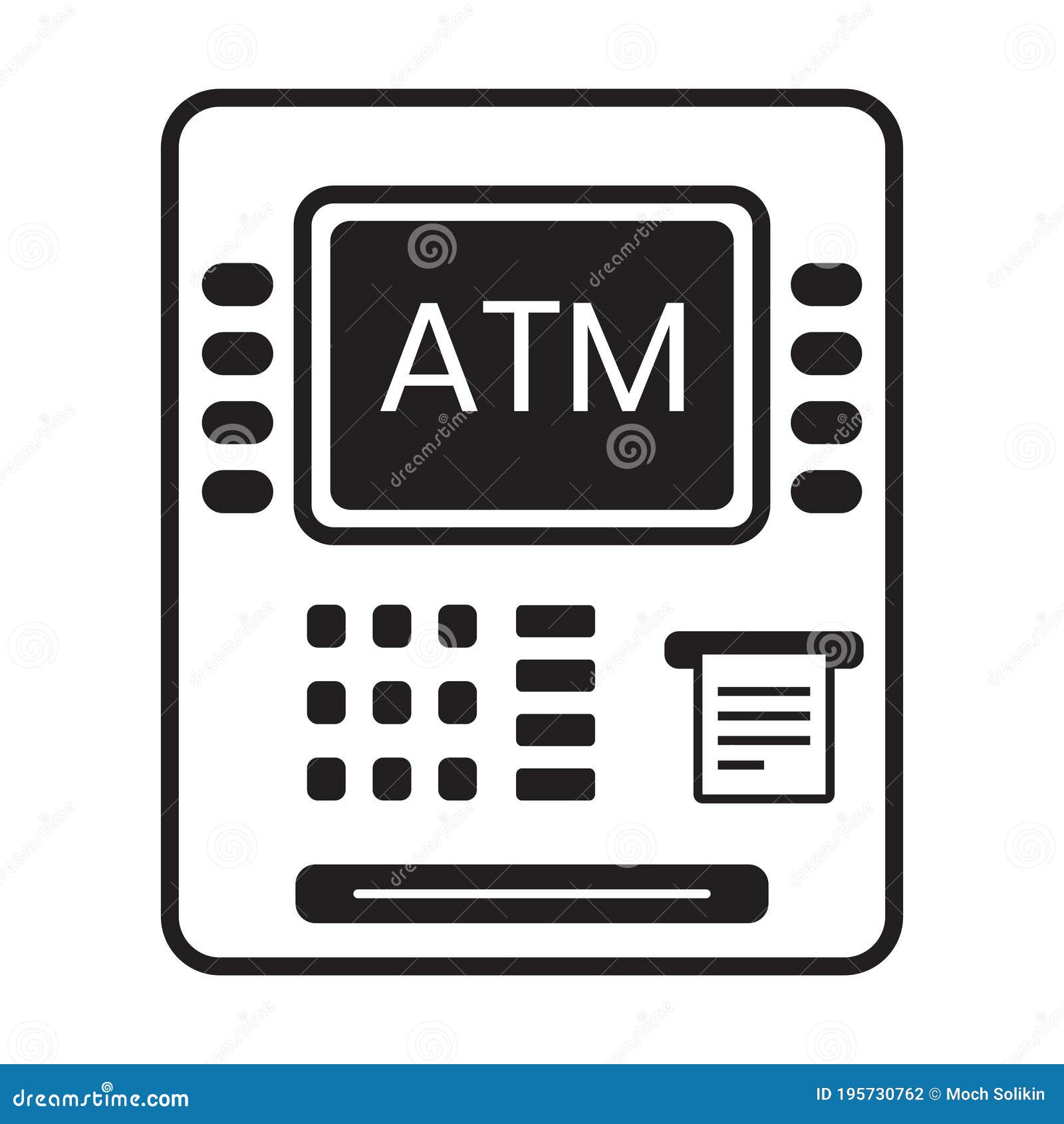 Automated Teller Machine ATM Icon with Print Out Paper Stock Vector ...
