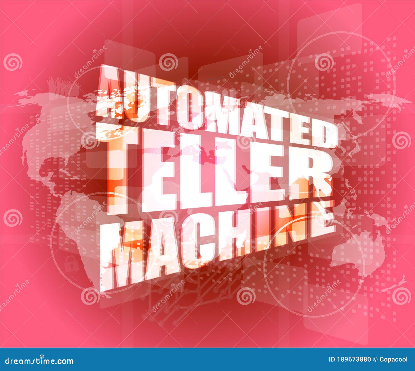 Automated Teller Machine Word on Digital Touch Screen Stock ...