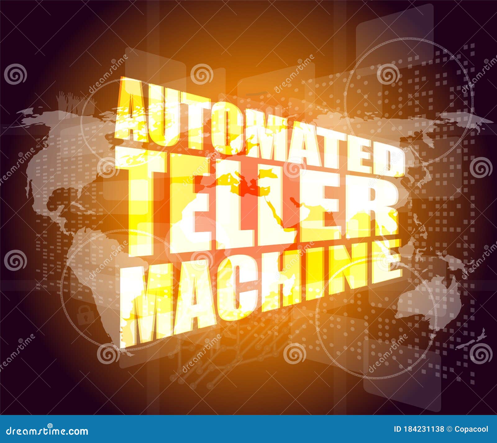 Automated Teller Machine Word on Digital Touch Screen Stock ...