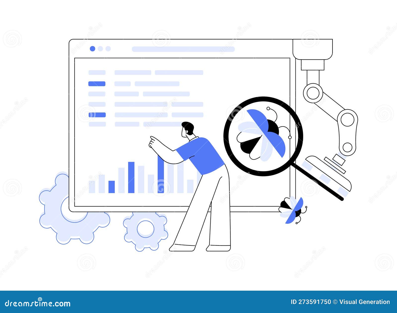 Manual Tester And Automated Software Tester Bug To Do Qa Testing To Test Software Vector