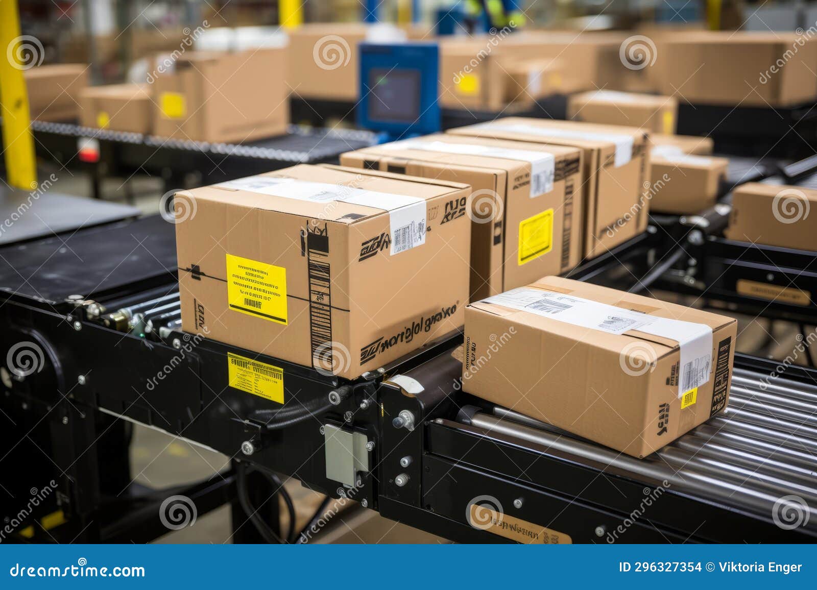 Automated Warehouse with Continuous Package Flow, Showcasing E Commerce ...