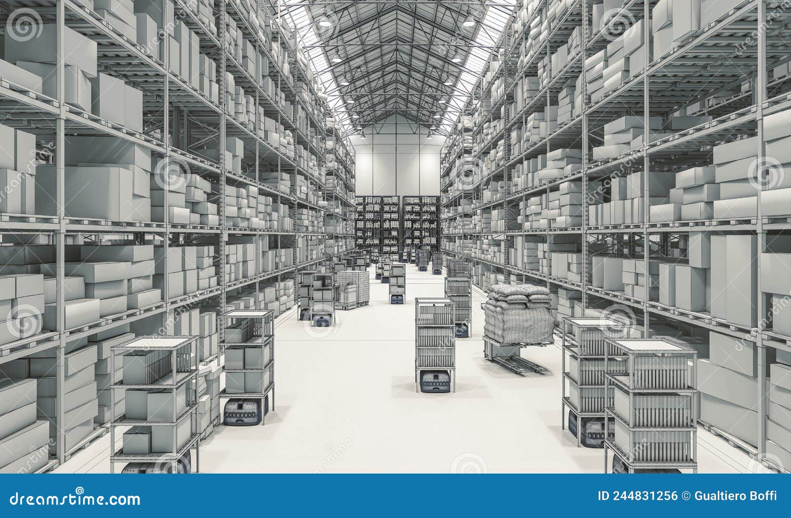 Automated Warehouse 3d Render Stock Illustration - Illustration of ...