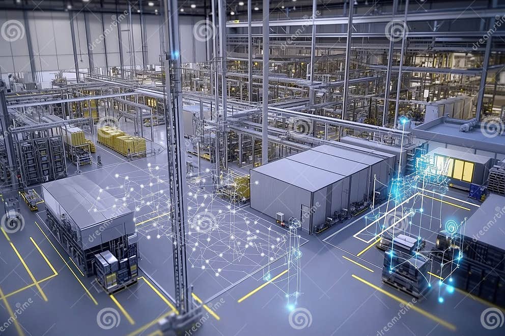 Automated Warehouse with Digital Network Connections and Storage ...
