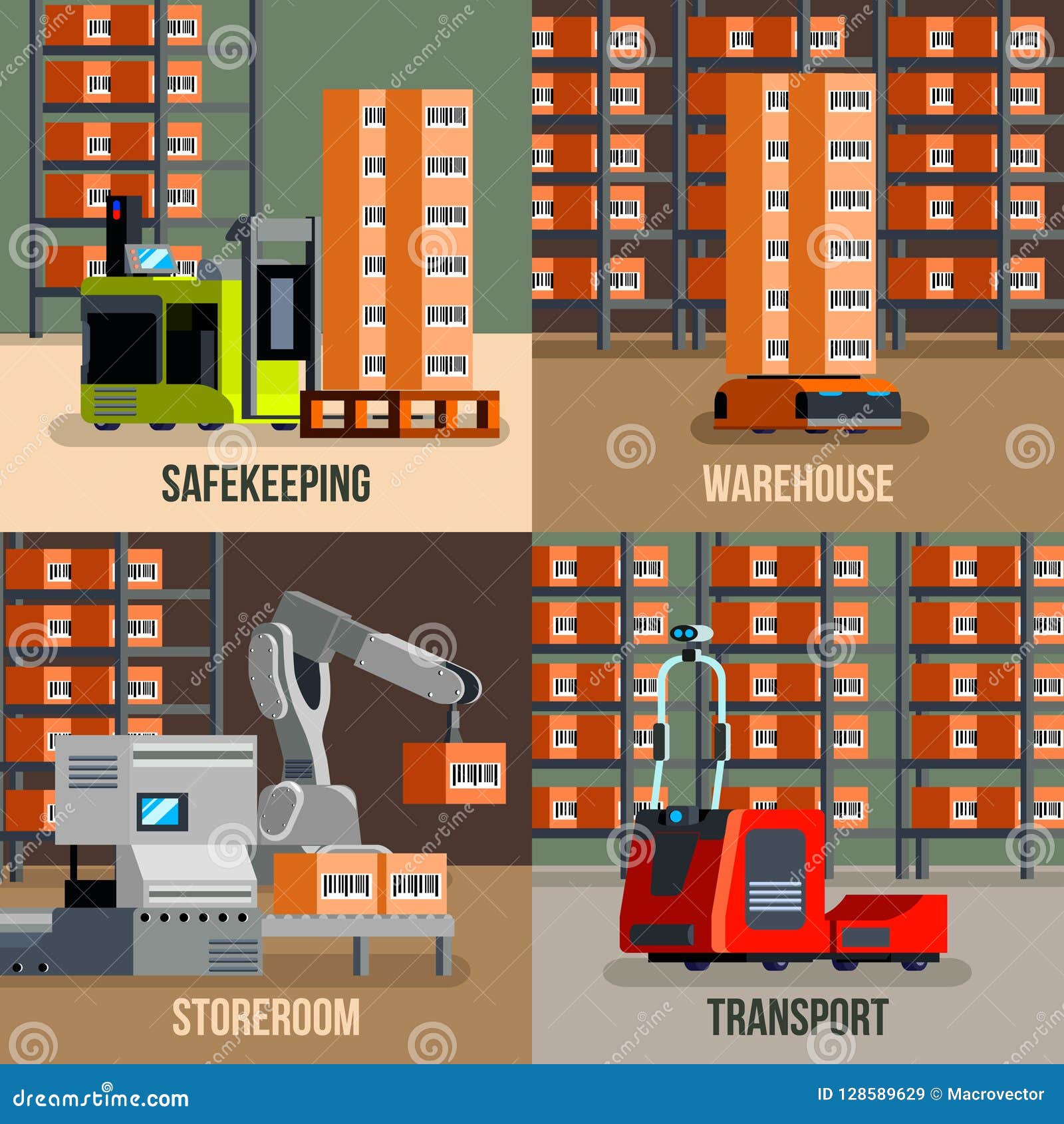 Automated Warehouse Flat Design Concept Stock Vector - Illustration of ... Automated Warehouse Flat Design Concept Stock Vector - Illustration of ...