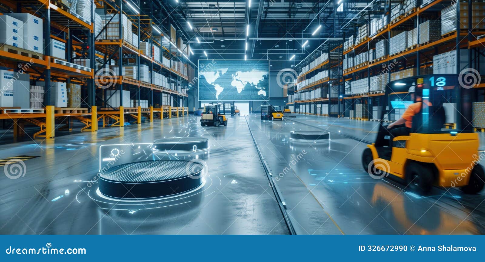 Automated Warehouse with Robotic Forklifts and Digital Interface ...