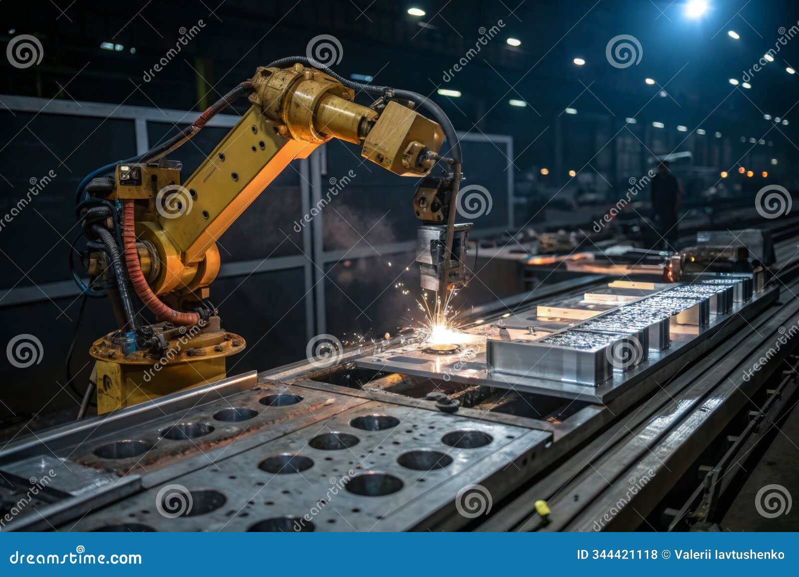 Automated Welding Process in a Modern Manufacturing Facility during ...
