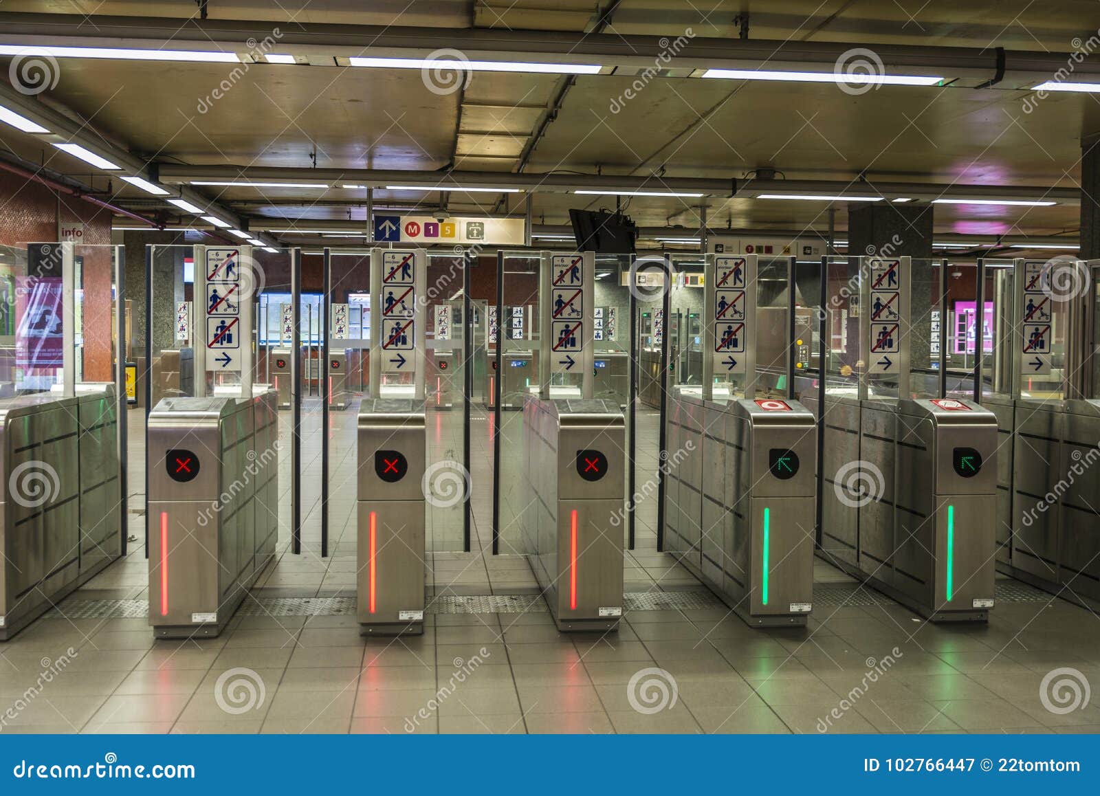 Automatic Access Control Ticket Barriers in Subway Station Editorial ...