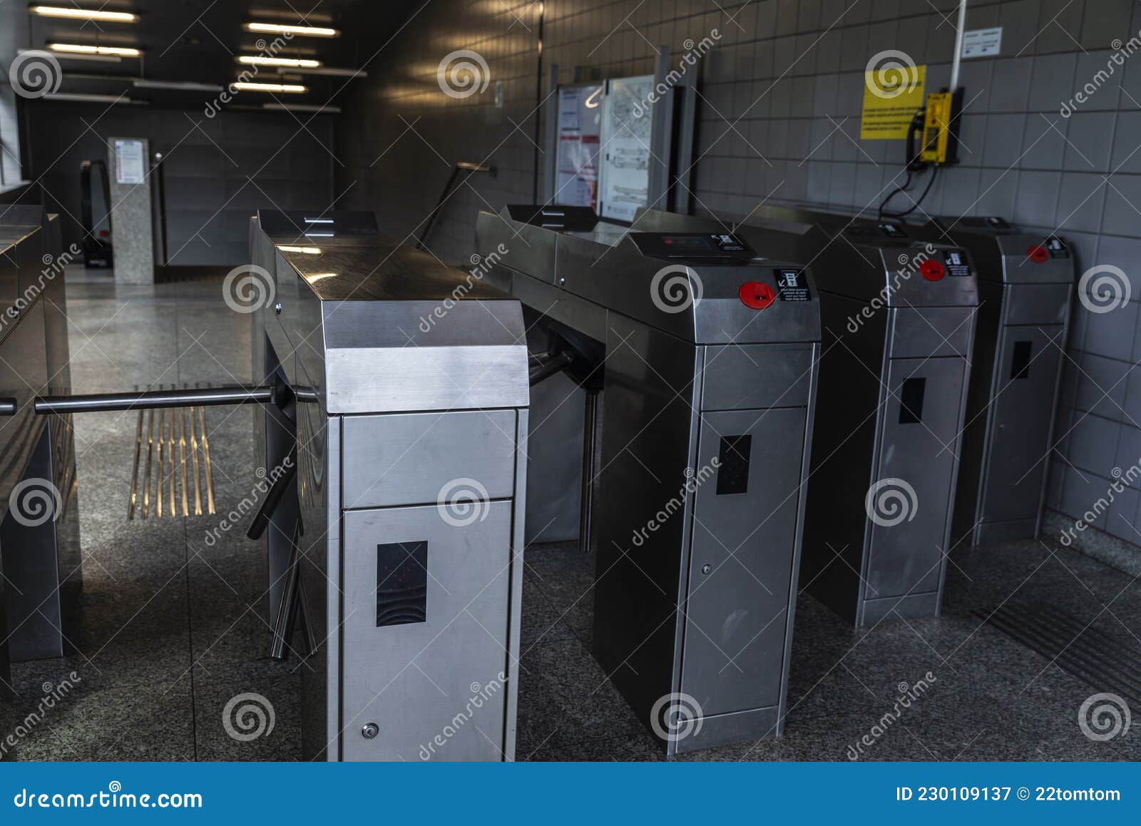Automatic Access Control Ticket Barriers or Turnstile in Subway Station ...