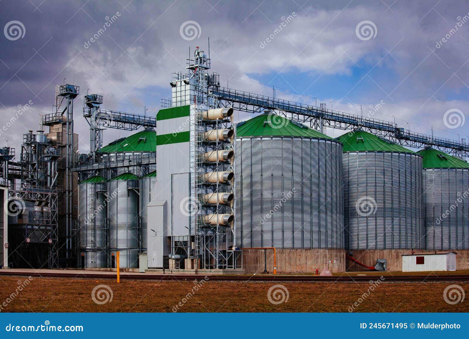 Automatic Agricultural Grain Dryer and Silos. Modern Complex for Drying ...