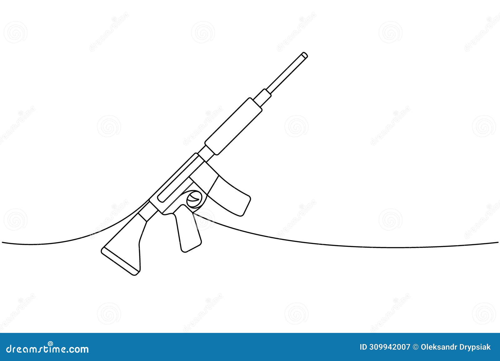 Automatic Assault Rifle One Line Continuous Drawing. Various Modern ...