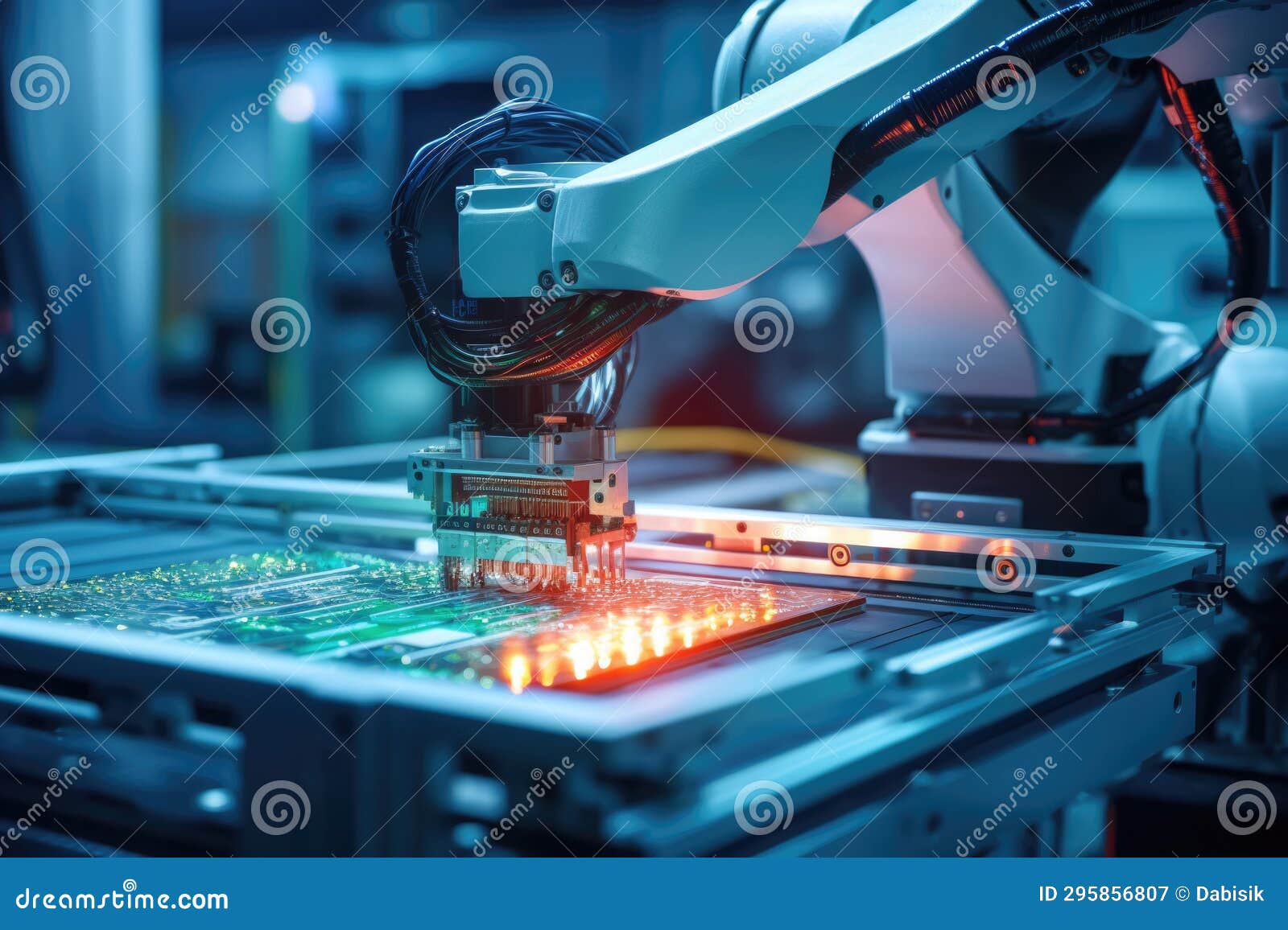 Automatic Assembly Line for Electronics Production. Generative AI Stock ...