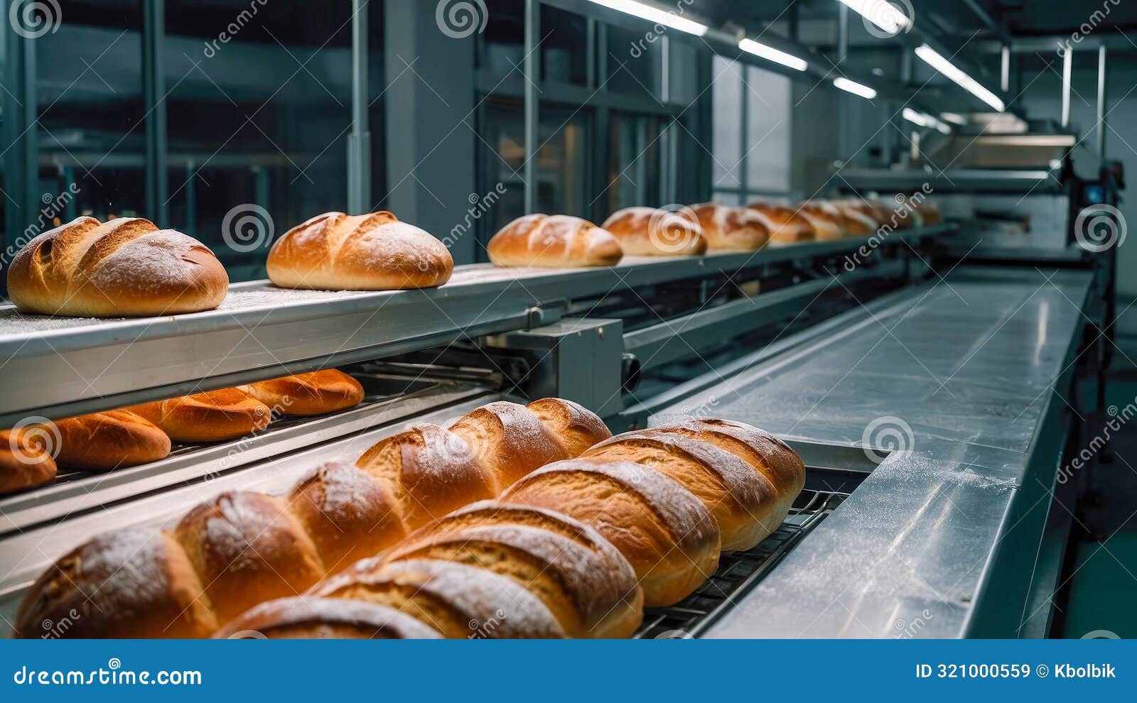 Automatic Bakery Production Line with Bread in Bakery Stock ...