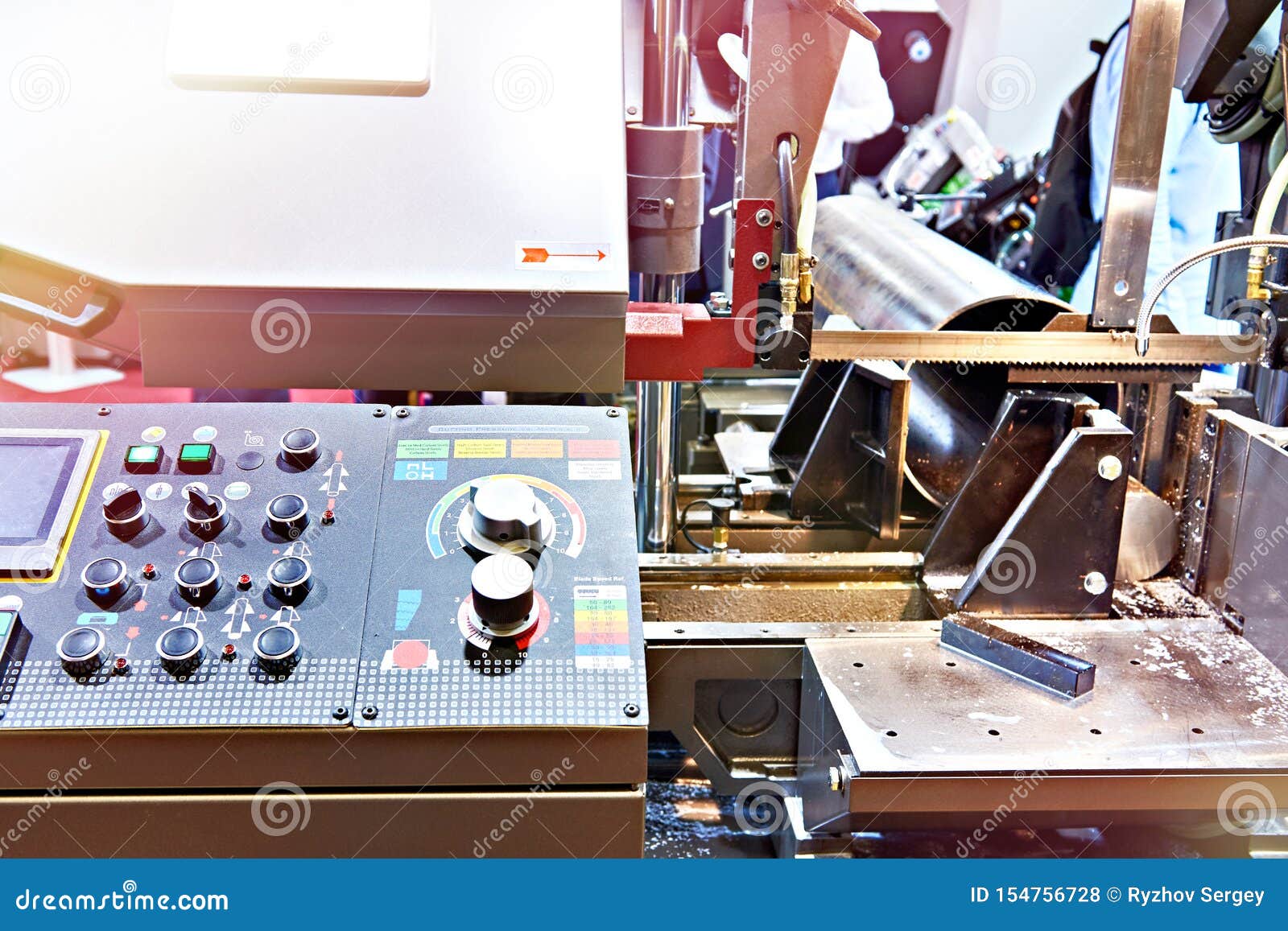 Automatic band saw editorial stock photo. Image of buttons - 154756728