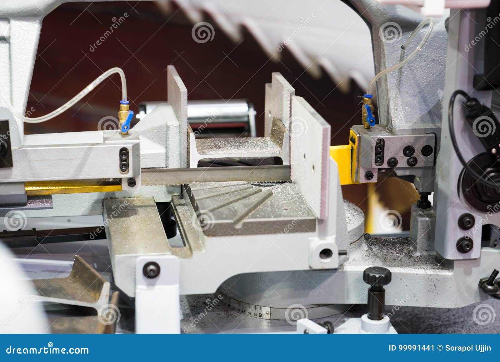 Automatic Band Saw Cutting Tool Steel Bar by Automatic Feed Stock Image ...
