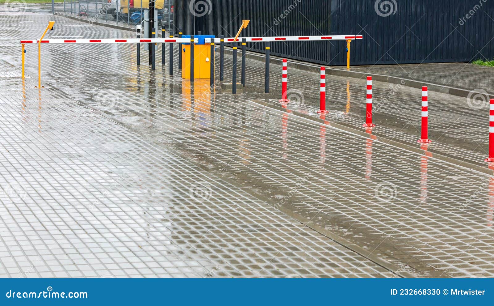 Automatic Barrier Gate in the Parking Lot. Entrance Access Security ...