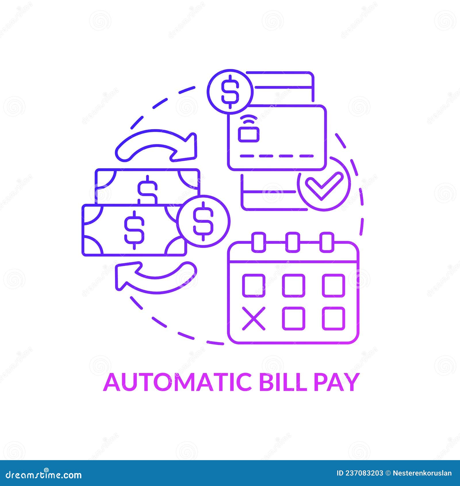 Automatic Bill Pay Purple Gradient Concept Icon Stock Vector ...