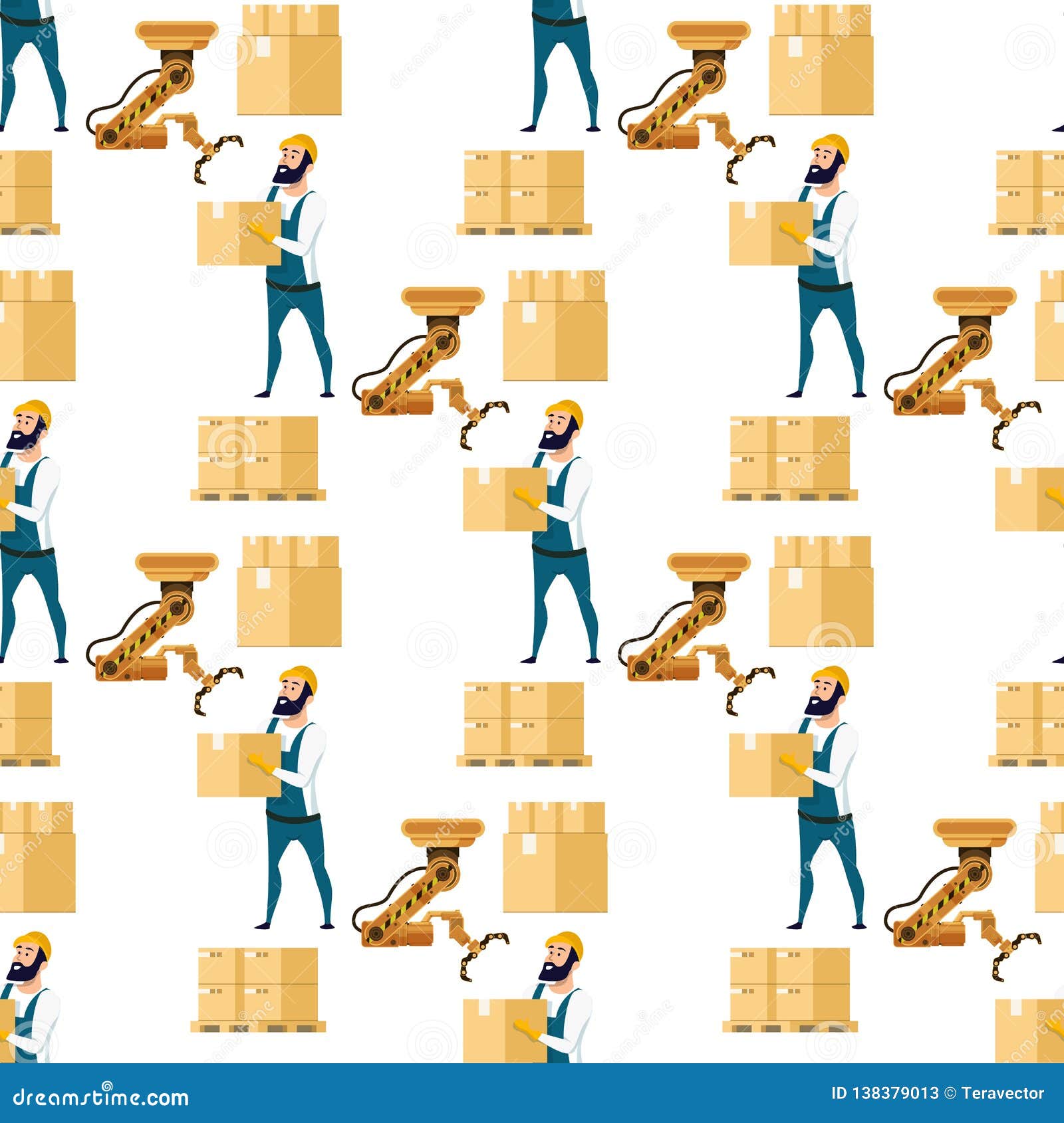 Automatic Box Packing Device Seamless Pattern Stock Illustration ...