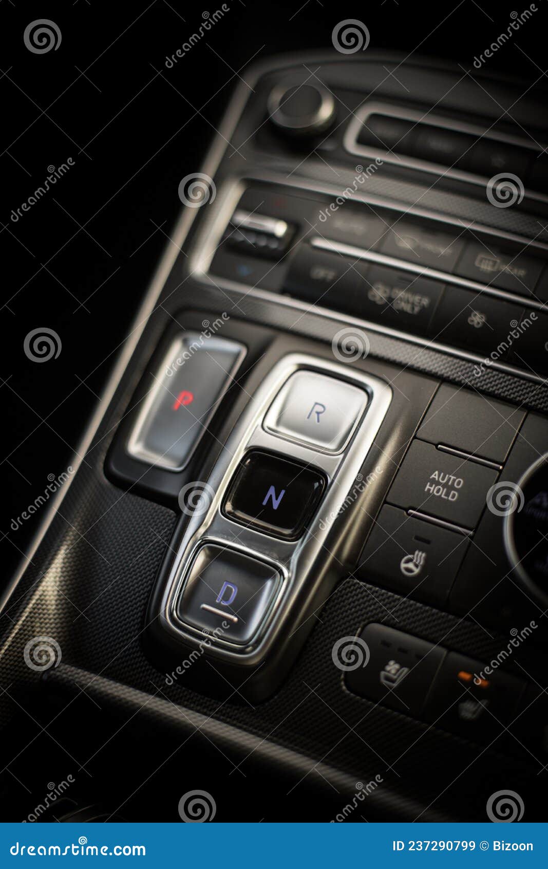 Automatic Button Gear Shifter in a New Car Stock Image - Image of ...