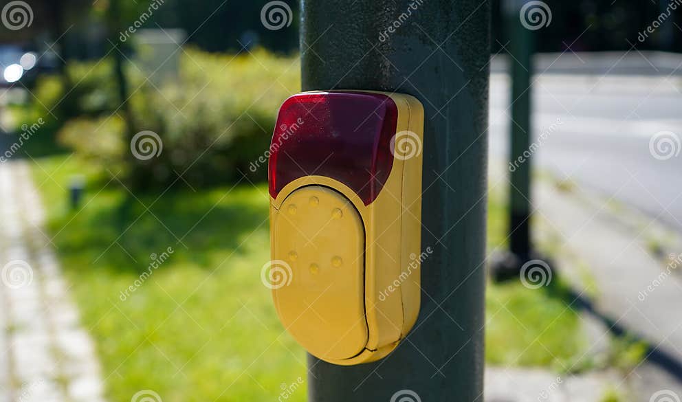 Automatic Button on a Pedestrian Crossing. Push Button for Accessible ...