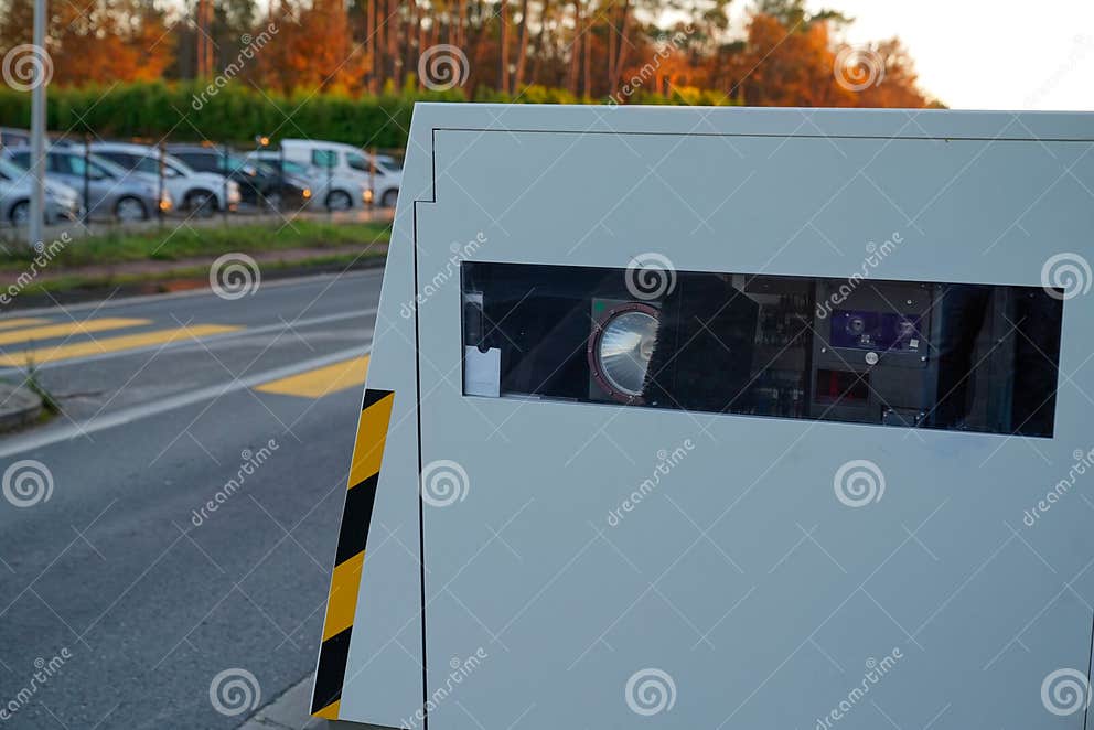 Automatic Camera Car Modern Speed Trap Auto Radar on the Roadside Stock ...