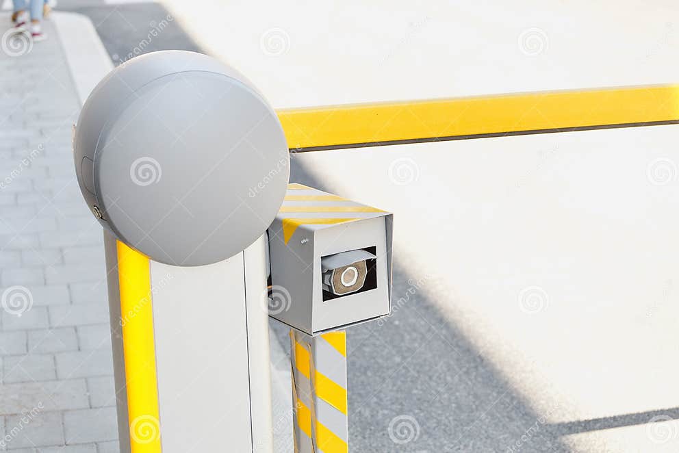 Automatic Car Barrier Gate with Surveillance Camera Stock Image - Image ...