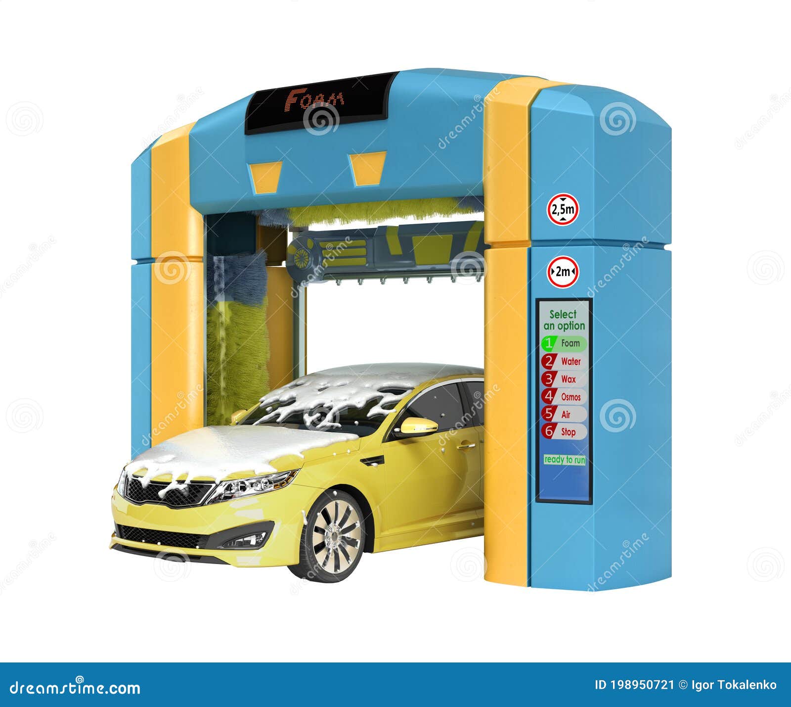 Automatic Car Wash Presentation Concept Car Covered in Foam Inside a ...