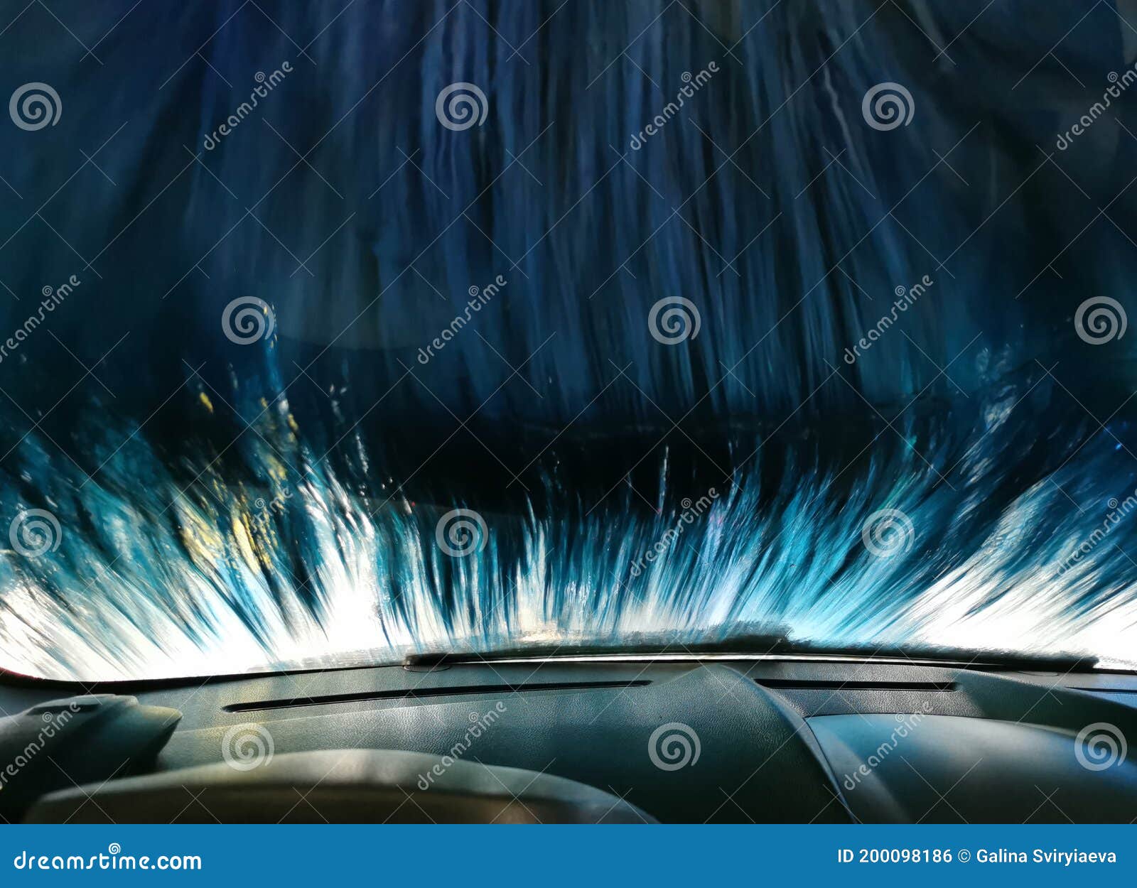 Automatic Car Wash. View from Inside Car Stock Photo - Image of cleaner ...