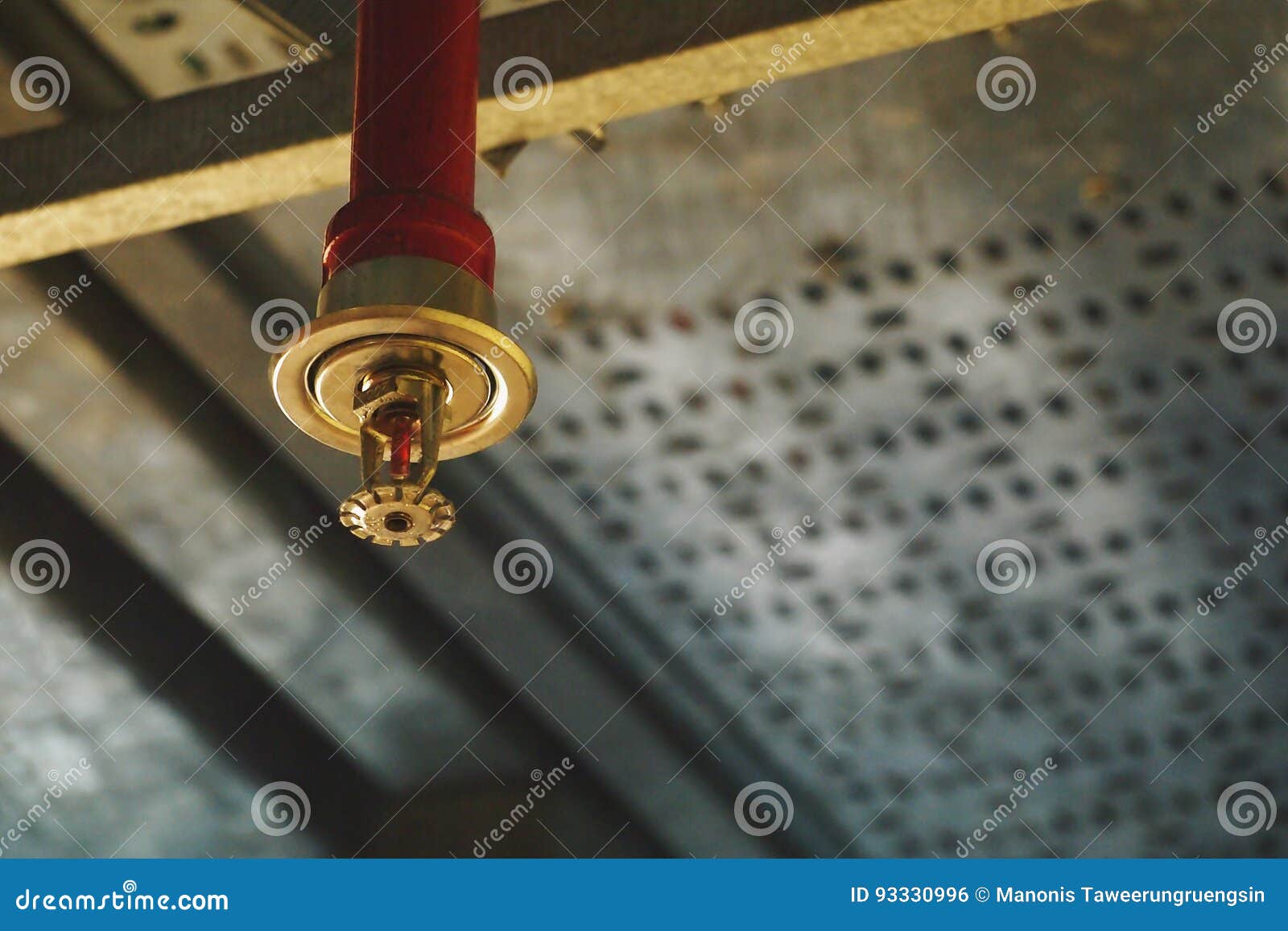 Automatic Ceiling Fire Sprinkler in Red Water Pipe System Stock Photo ...