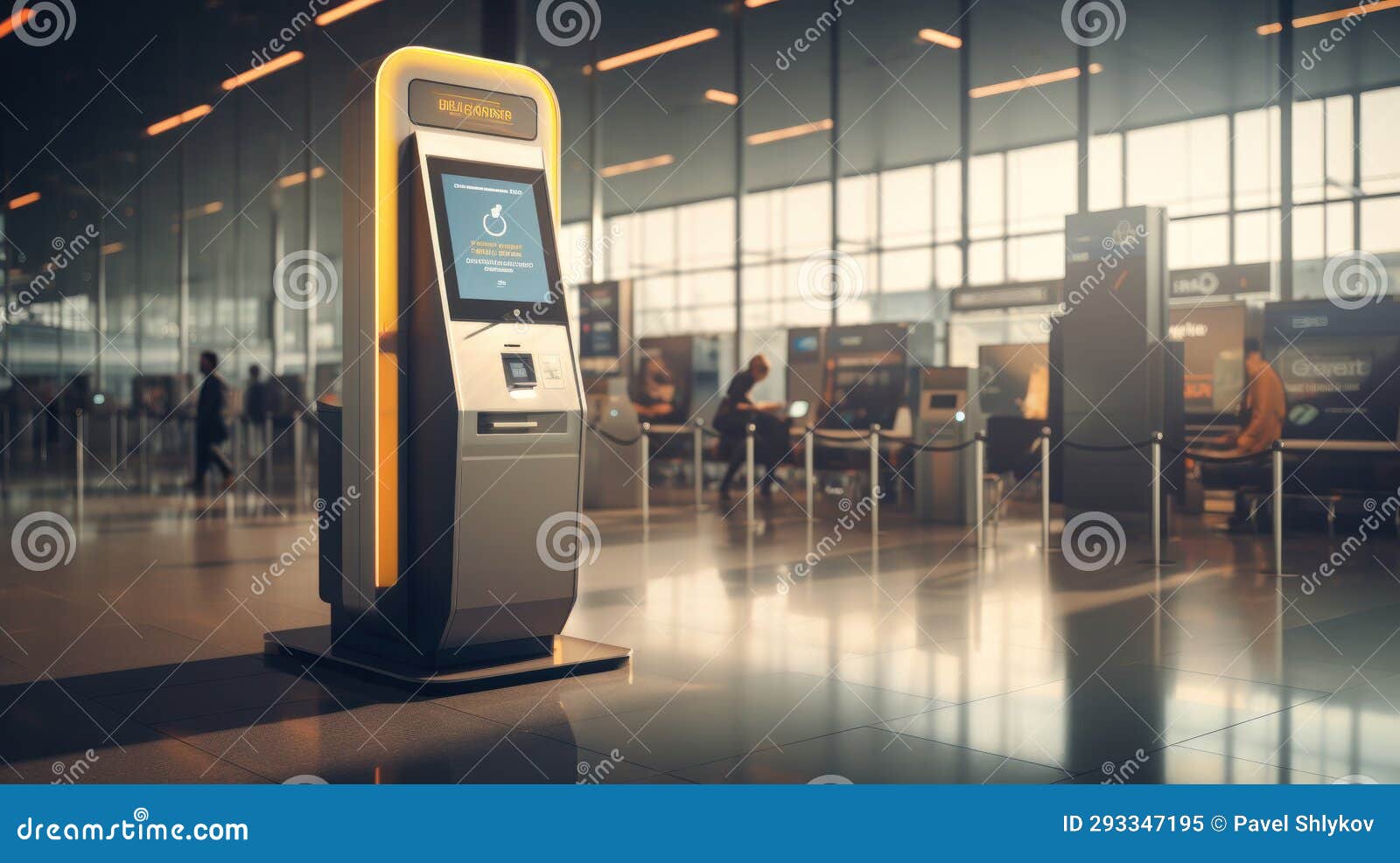 Automatic Check-in Machine in Airport, Boarding Pass Printer. Self ...