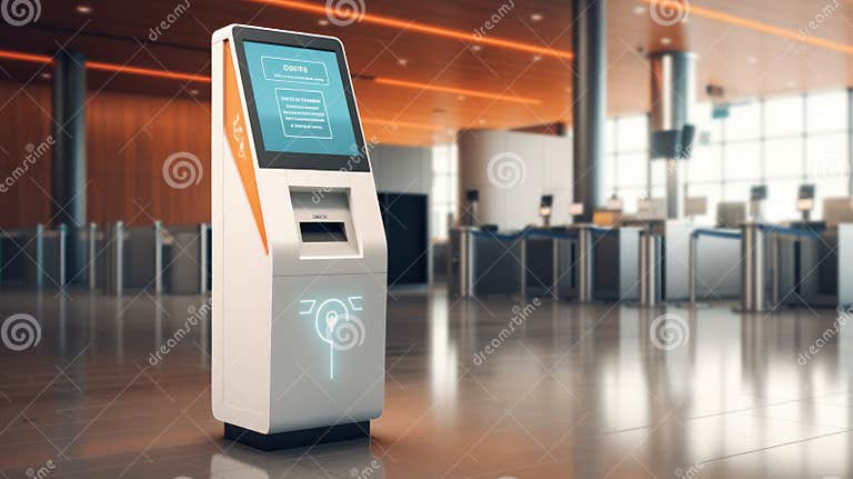 Automatic Check-in Machine in Airport, Boarding Pass Printer. Self ...